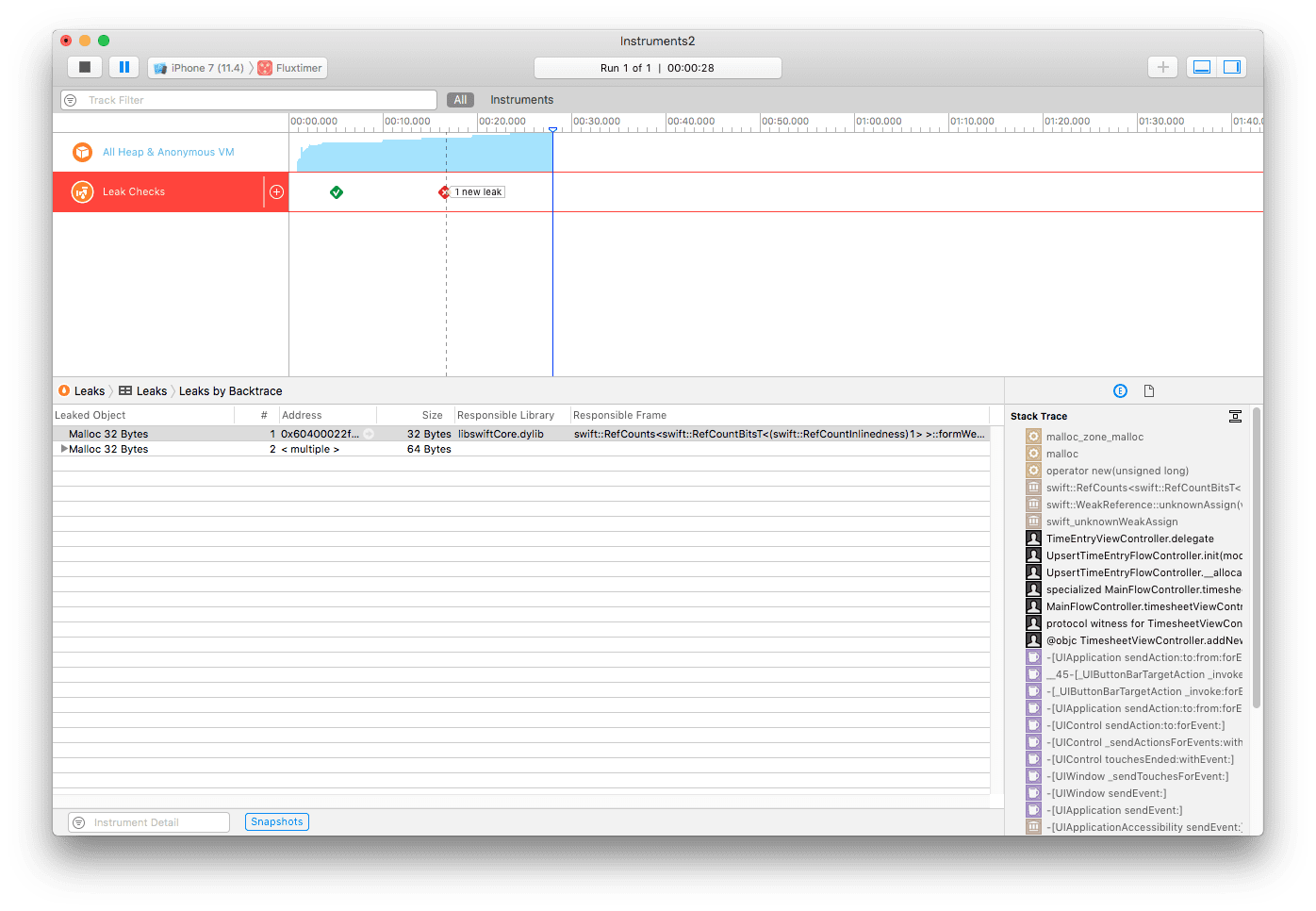 Finding Leaks in Xcode